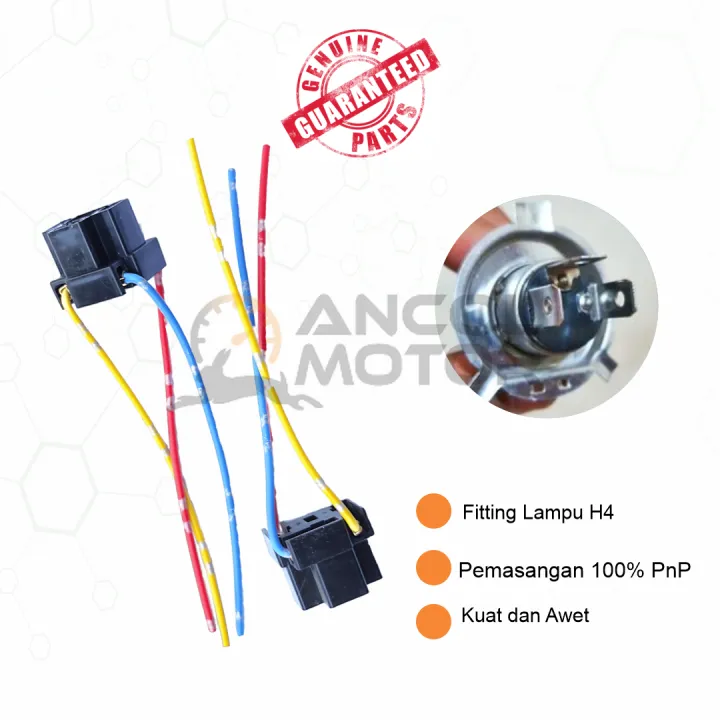 Fiting Lampu H4 Soket Socket HS1 Bohlam Motor Mobil 3 Kabel Awet Kuat ...