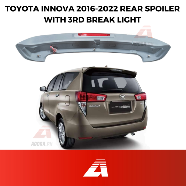 Toyota Innova 2016-2022 Rear Spoiler with Third Brake Light ABS Plastic ...