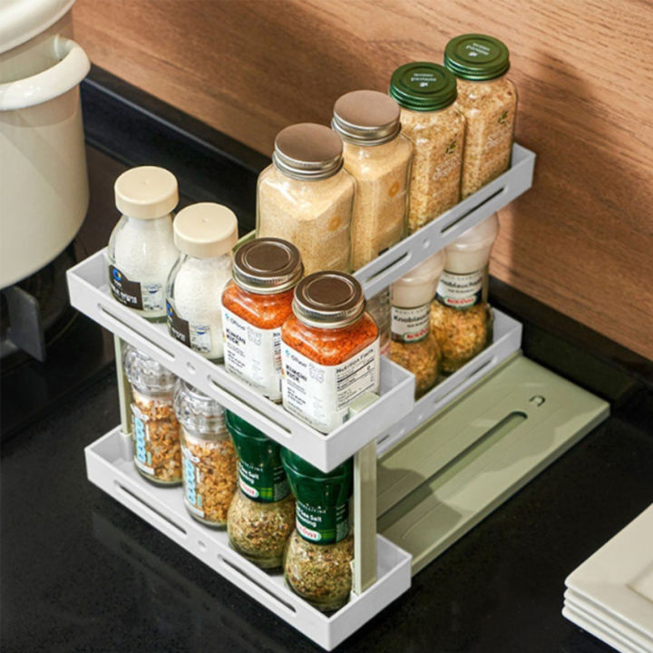 Kitchen Seasoning Holder Pull-out Rotating Storage Rack Condiment ...