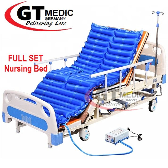 8 Function Double Crank Turn Medical Hospital Nursing Bed Table Infusion Stand Commode Tilam ...