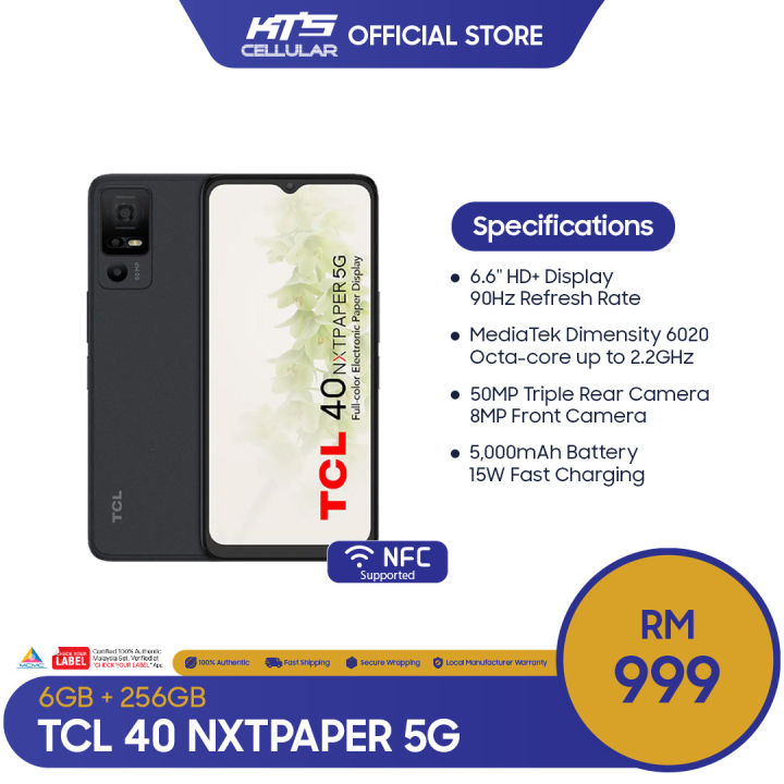 TCL 40 NXTPAPER 5G (6GB+256GB) Smartphone - Original 1 Year Warranty by TCL MY | Lazada
