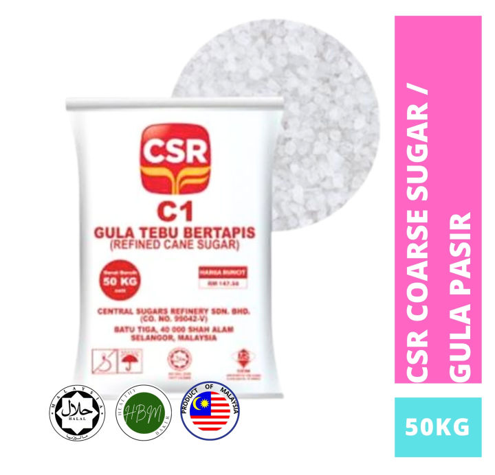 CSR COARSE SUGAR C1 50KG / Refined Cane Sugar / White Sugar Gunny / Gula Pasir Guni / Halal ...