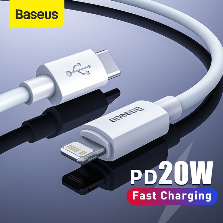 Baseus USB Type C PD 20W Cable for iPhone SE 11 12 13 14 Pro X XS 8 ...