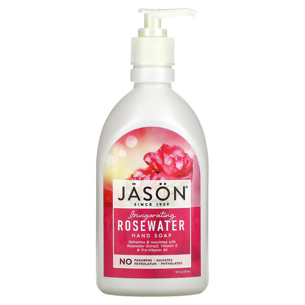 Jason Natural, Invigorating Hand Soap, Rosewater, 16 fl oz (473 ml ...
