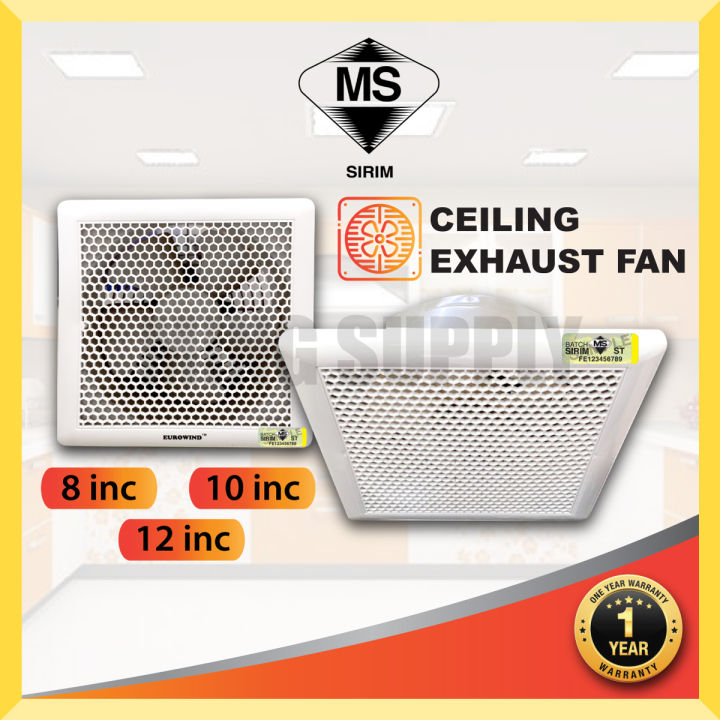 (Sirim) Ceiling Exhaust Fan 8" 10" 12" Air Ejector Ventilator Bedroom ...