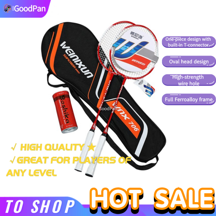 WEINIXUN Badminton Racket Set-Professional Ferroalloy with 2 ...