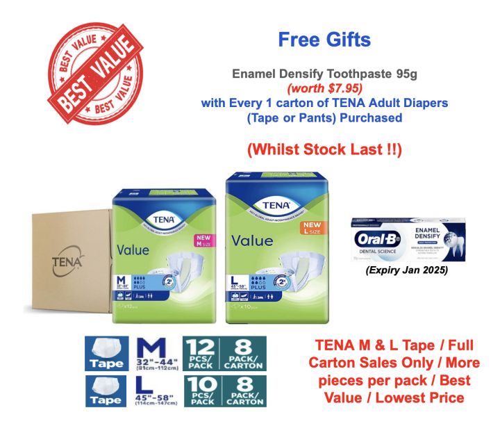 TENA Value Tape Adult Diapers Size M & L (Carton) | Lazada Singapore