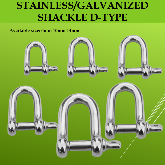 6mm 10mm 12mm 304 stainless & Galvanized steel D type shackle Screw Pin ...