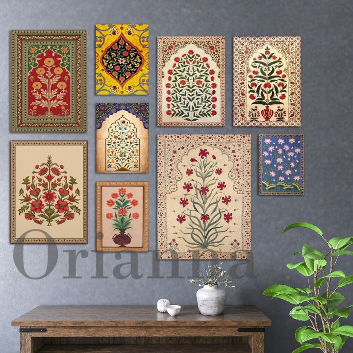 Vintage Indian Folk Art & Persian Floral Print - Modern Home Decor ...