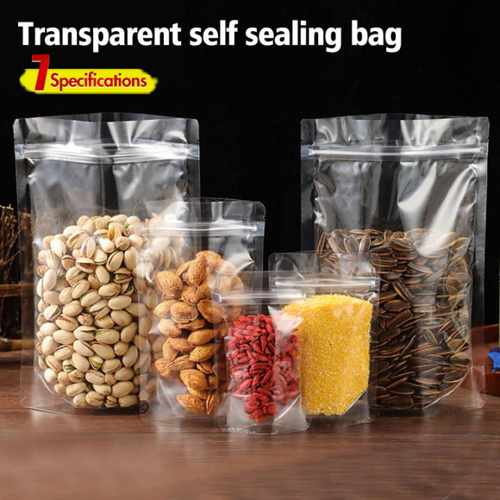 100pcs Full Clear Stand Up Pouch Packaging Bag Pouch Resealable Plastic ...