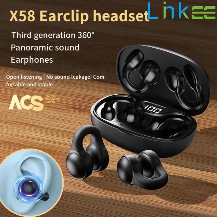 Linkee TWS Wireless Bone Conduction Earphones Bluetooth 5.3 Earclip ...