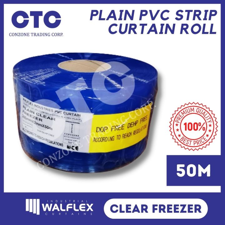 PVC Plastic Curtain - Plain Clear Freezer (Light Blue) - 200mm x 2mm x ...