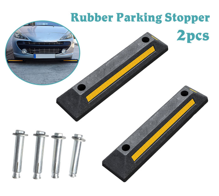 2PC Heavy Duty Rubber Parking Blocks Wheel Stop for Car Garage Parks ...