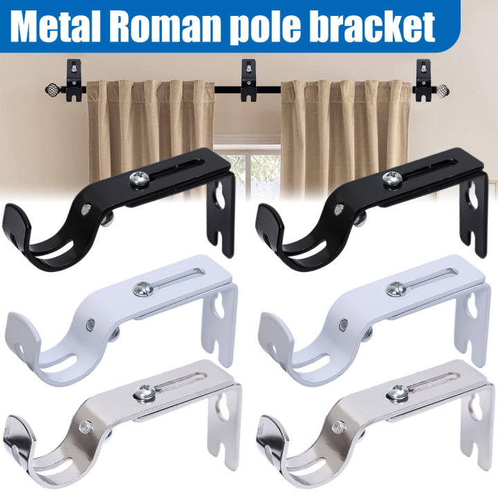 2Pcs/Set Adjustable Metal Curtain Rod Bracket Hooks with Screws Roman ...