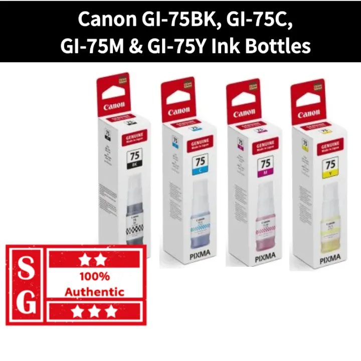 Canon GI-75 Ink Bottles Black Cyan Magenta Yellow for MAXIFY GX2070 Ink ...