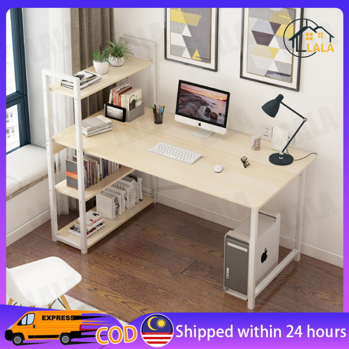 LALA Study Table Writing Desk Computer Table With Book Shelf ...
