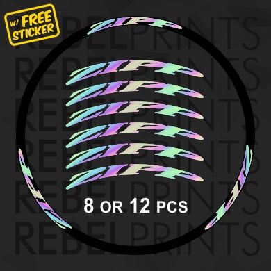ZIPP Holographic/Oil Slick (8 or 12 pcs) Wheel Rim Stickers Decals for ...