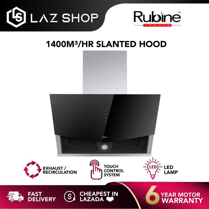 Rubine 1400m³/hr Cooker Hood RCH-MARK-90BL + Ceramic Cooker 4000W RCE ...