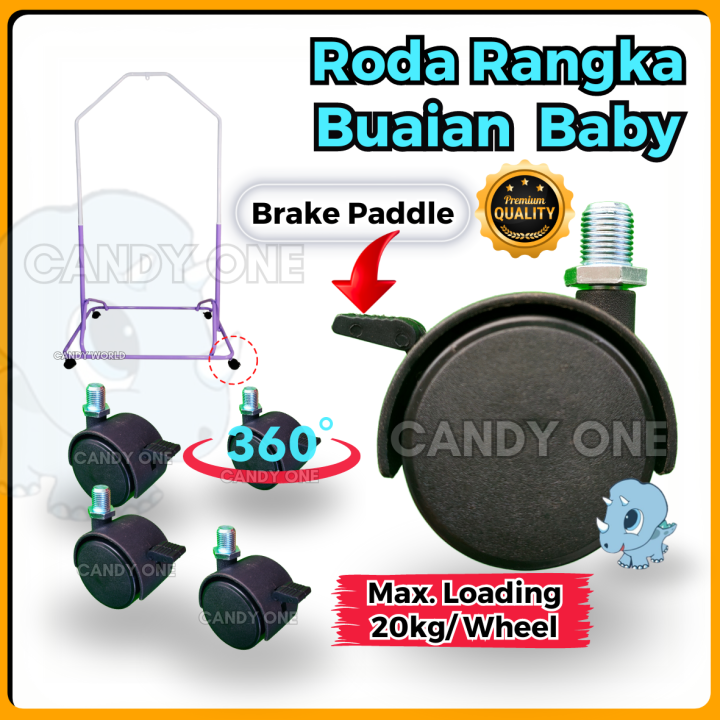 CANDY ONE Roda Rangka Buaian Baby Roller Caster Wheel Spring Cot Stand ...