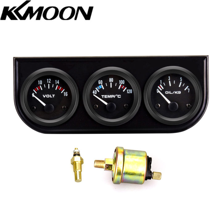 Triple Gauge Kit 2-inch(52mm) 3-in-1 Volt Meter Water Temperature Meter ...
