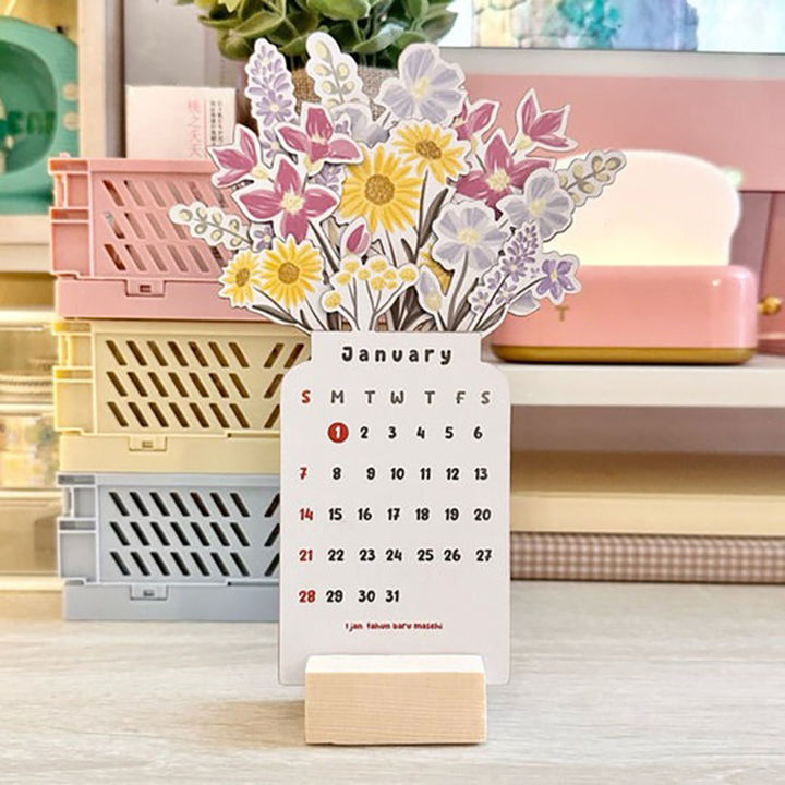Desk Calendar 2024 Artistic Patterns Desk Calendar 2024 Bloomy Flower ...