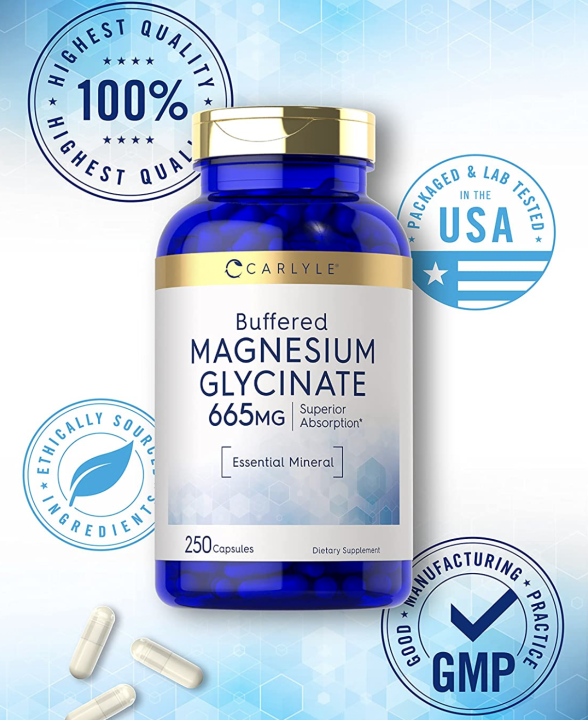 Carlyle Magnesium Glycinate 665 mg 250 Capsules (Essential Buffered ...