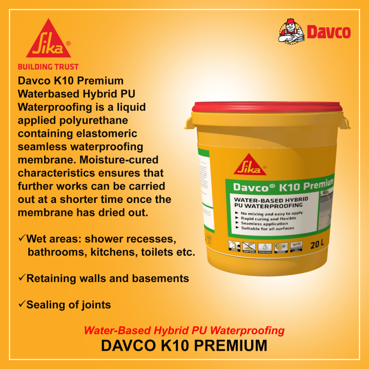 Sika Davco K10 Premium 20L Water-Based Hybrid PU Waterproofing | Lazada PH