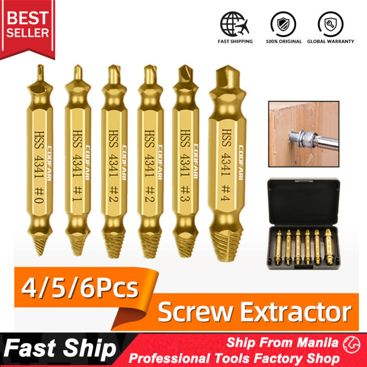 COOFARI 6Pcs/Set Double Side Damaged Screw Extractor Drill Bits Out ...