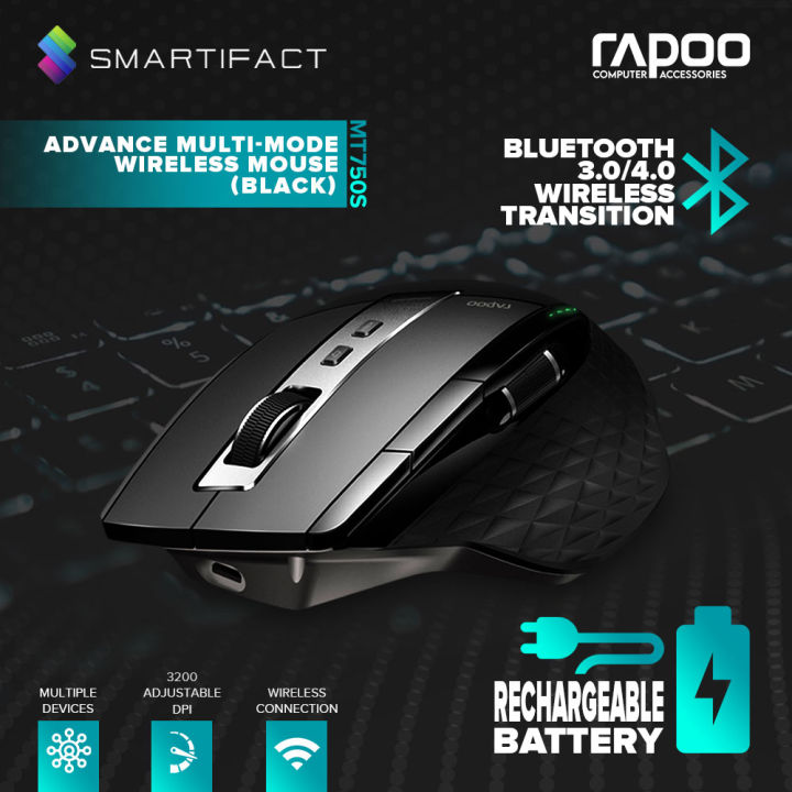 Rapoo MT750S Advanced Multi-mode 2.4G Wireless Bluetooth Mouse ...