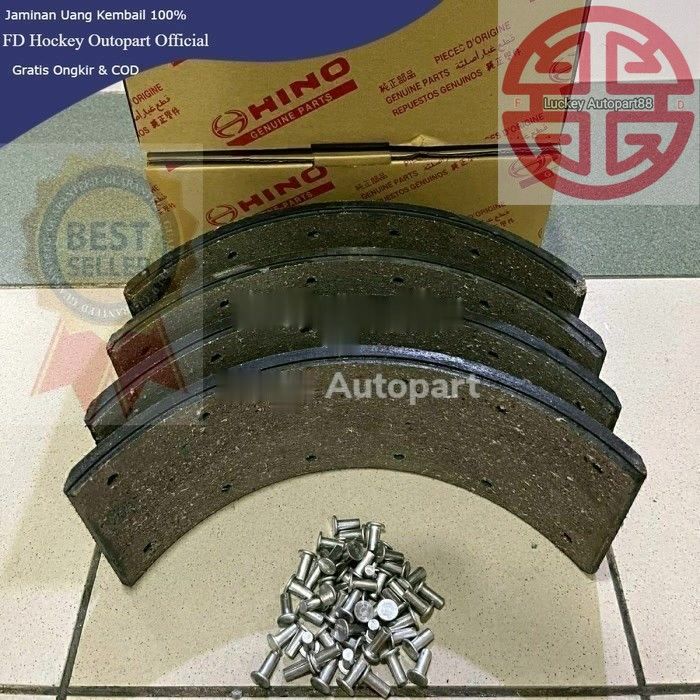 Brake Lining Kampas Rem Belakang HT130 New Hino Dutro Xpower + paku ...