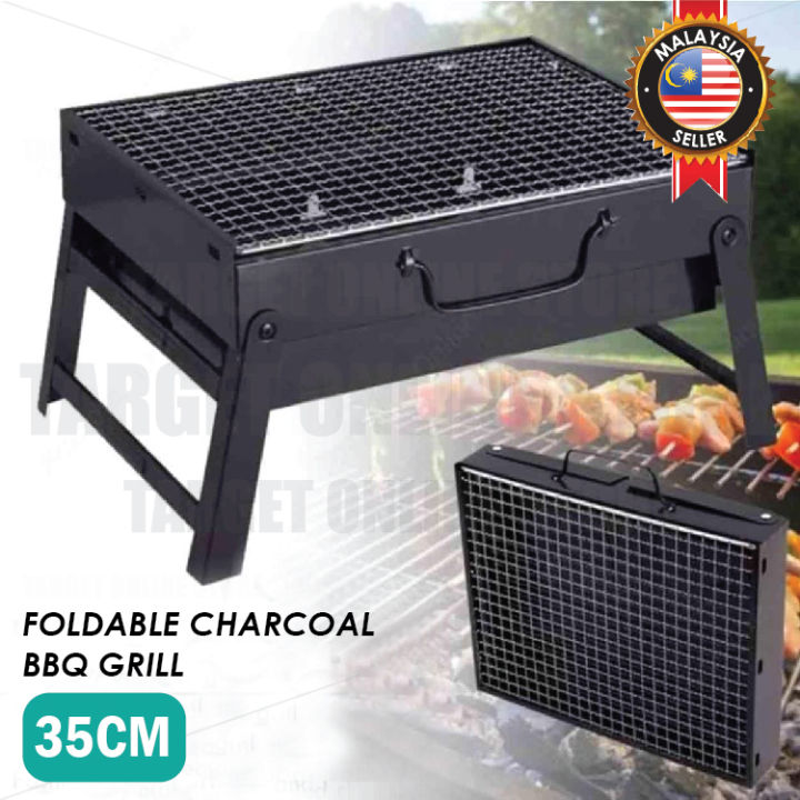 (BLACK) Portable Foldable Charcoal Barbecue Grill Stove Picnic ...