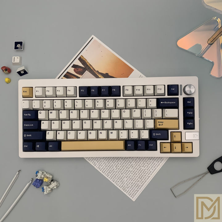 Rudy Keycap PBT Double Shot OEM White Navy Blue 133pcs Keycaps Fit All ...