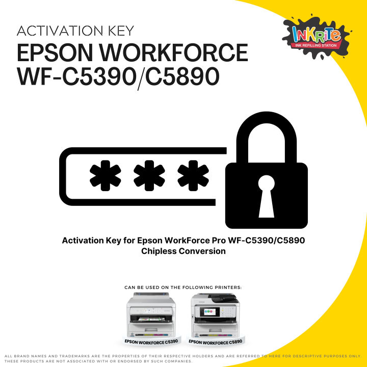 Activation Key for Epson WorkForce WF-C5390 WF-C5890 | Lazada PH