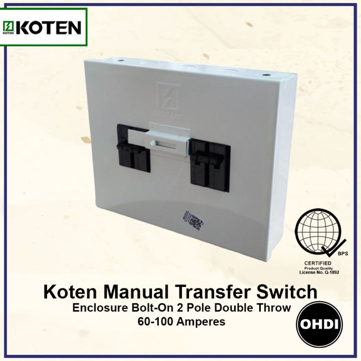 KOTEN Manual Transfer Switch(MTS) Enclosure Bolt On 2 Pole Double Throw ...