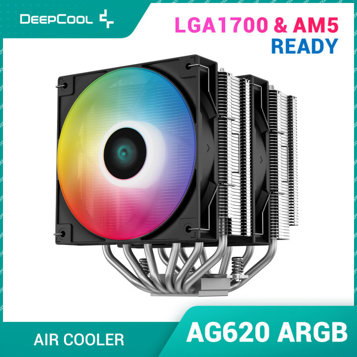 DeepCool AG620 ARGB Dual-Tower CPU Cooler, 2x 120mm Fan, Six Copper ...