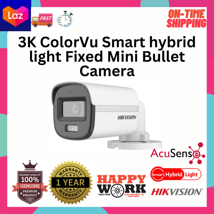 CCTV Hikvision DS-2CE10KF0T-LPFS 3K ColorVu Smart hybrid light Fixed Mini Bullet Camera | Lazada PH