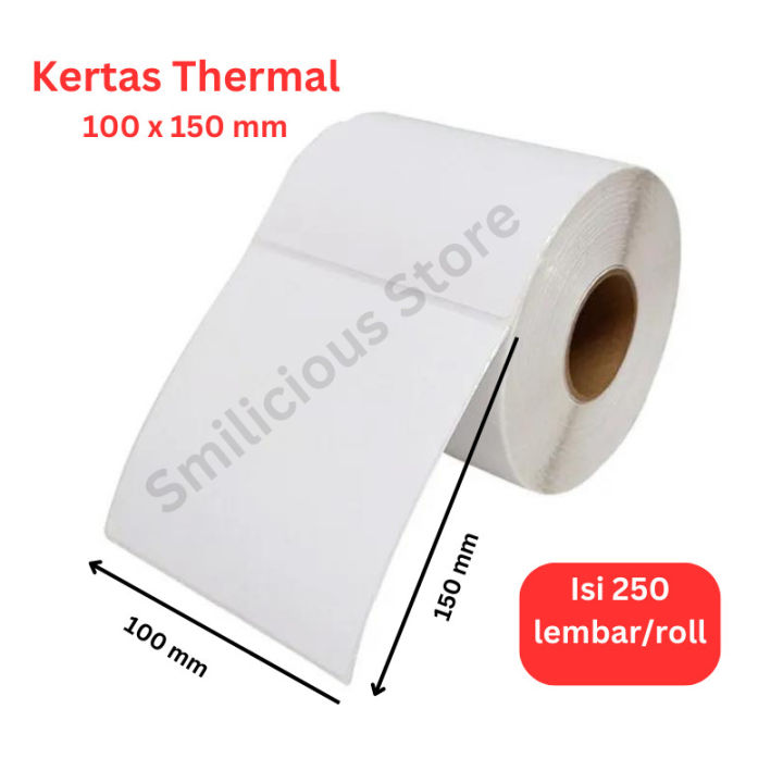 Kertas Thermal Kertas Label Resi Barcode ukuran 100x150mm A6 Isi 250 LEMBAR PER ROLL Kertas Resi ...