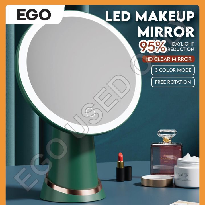 Wireless Rechargeable Makeup LED Mirror Round Touch Screen Cosmetic ...
