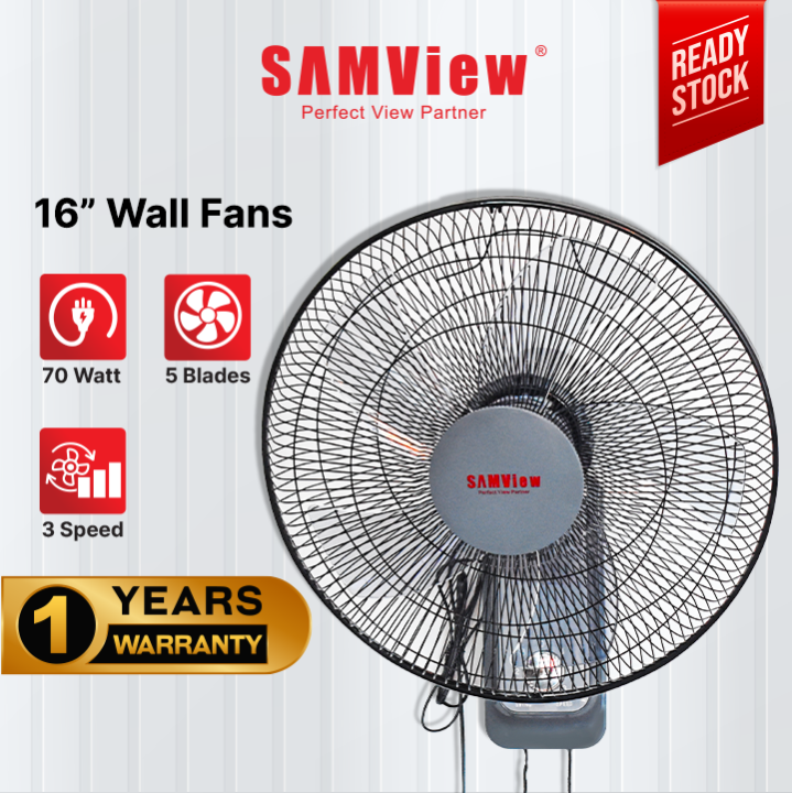 16 Inch Wall Fan（3 SPEED 5 BLADE 1 YEAR WARRANTY） Grey Home-use ...