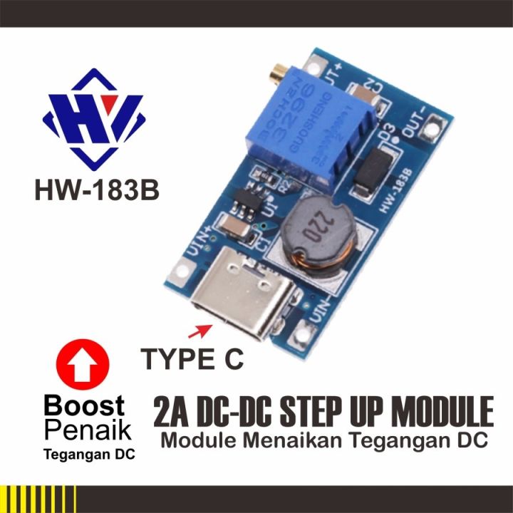 HW-183B DC STEP UP BOOST 2A USB TYPE C MODUL MENAIKKAN TEGANGAN DC ...