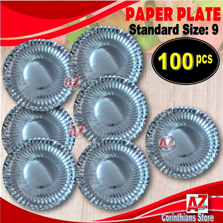 100 pcs Paper Plate Size 9 SILVER, -Spoon and Fork, party bundle LOWEST ...