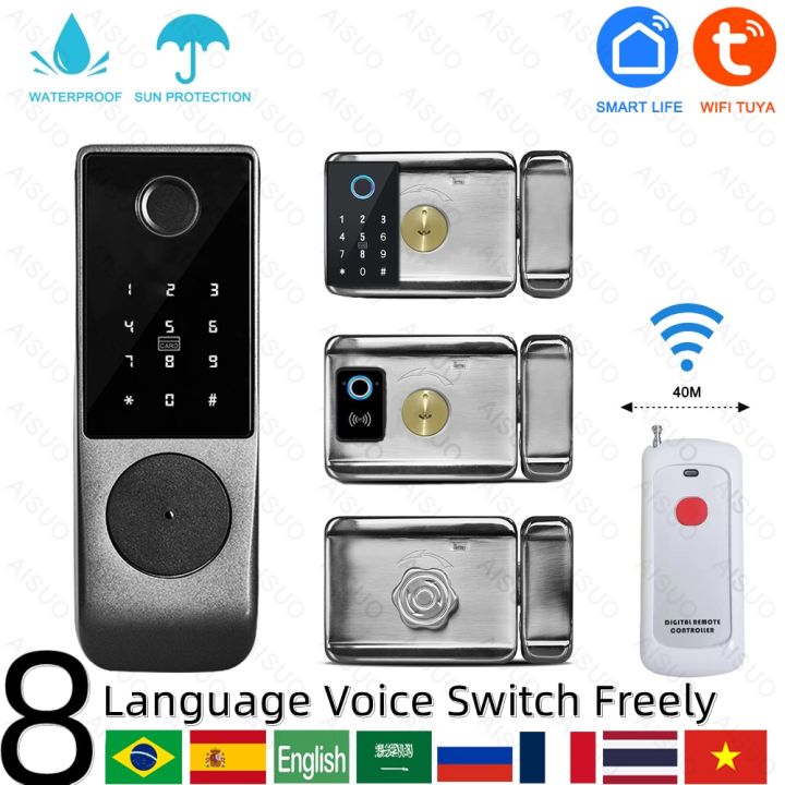 TUYA WIFI Outdoor Waterproof Smart Lock Fingerprint Biometric Digital ...