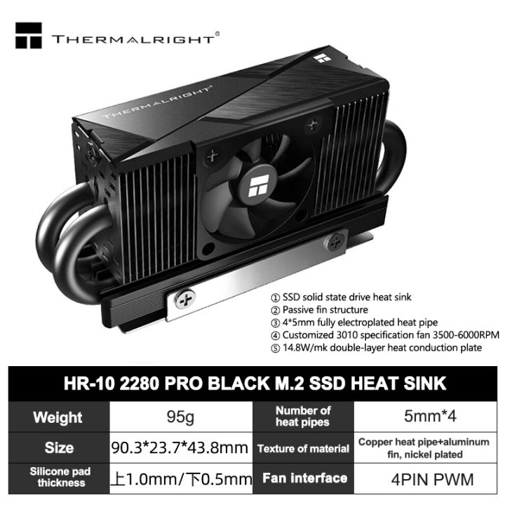Thermalright HR-10 2280 PRO Black Solid State Drive 4 AGHP HeatPipes ...