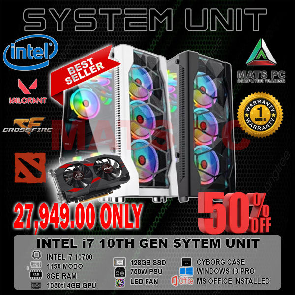 GAMING DESKTOP SYSTEM UNIT I7 10TH GEN 1050TI VIDEOCARD REFURBISHED ...