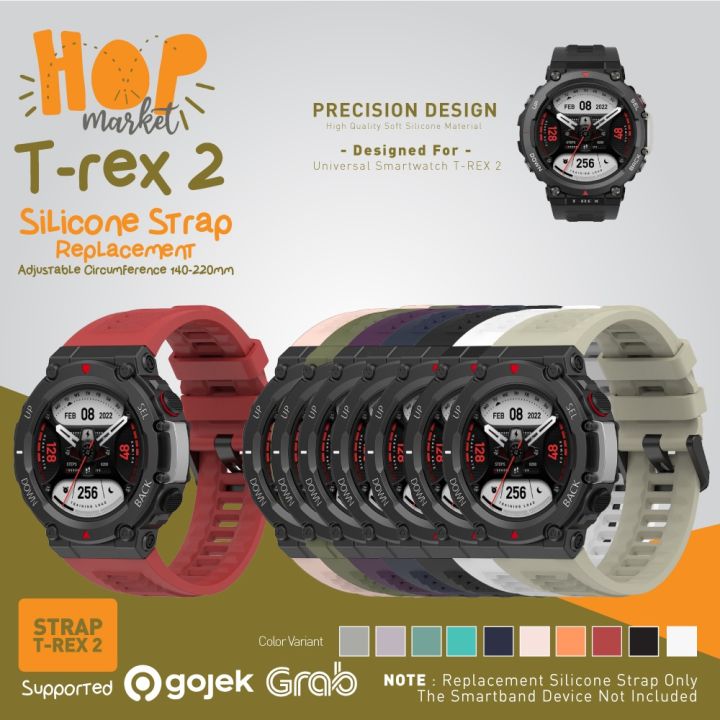 HOP Silicone Strap for Amazfit T-Rex 2 Tali Jam TREX 2 Rubber with Kit ...