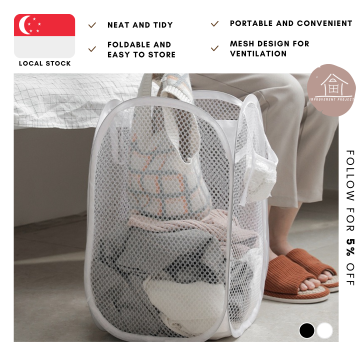 SG STOCKS Compact Mesh Laundry Basket with Ventilation Design | Lazada ...