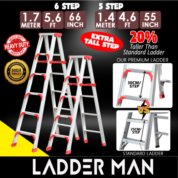 5 / 6 Step Ladderman Extra Tall Aluminium Double Sided Ladder Multi ...