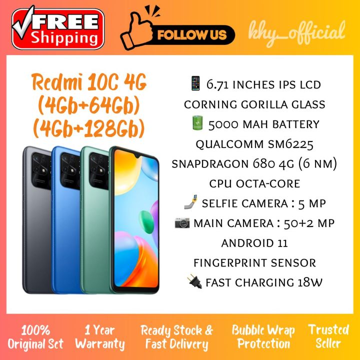 New Smartphone Original Redmi 10C 4G [ 4Gb Ram + 64Gb Rom / 4Gb Ram ...