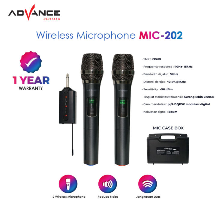 ADVANCE Mic Karaoke Wireless Microphone Double ( MIC-202 ) | Lazada ...