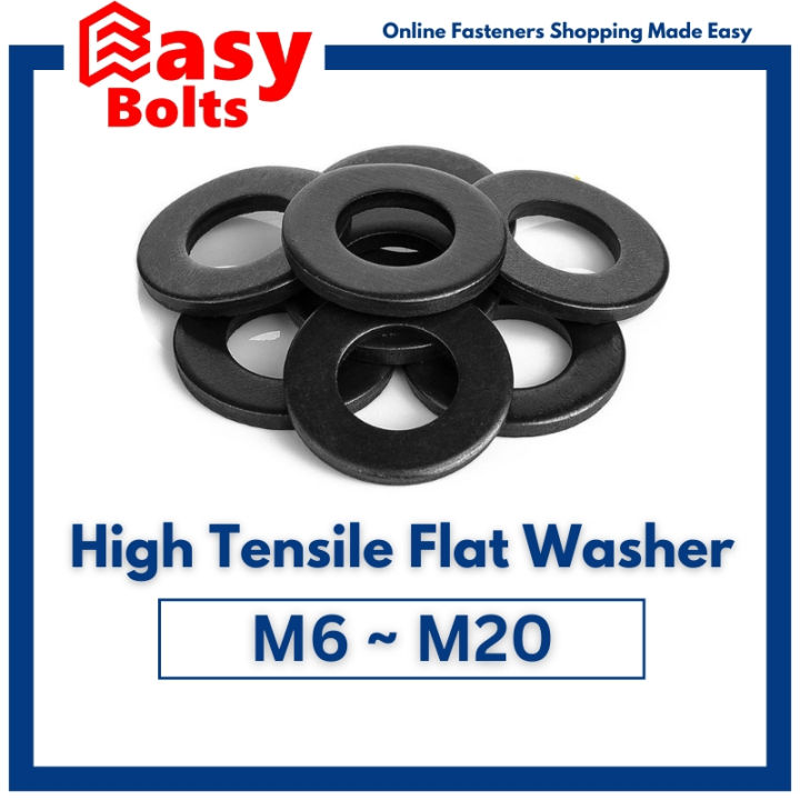 High Tensile HT Flat Washer M6 M20 (HT FW) (Black) (M6 M8 M10 M12 M14 M16 M18 M20) | Lazada